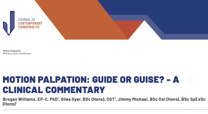 Critical Assessment: “Motion Palpation: Guide or Guise? – A Clinical ...